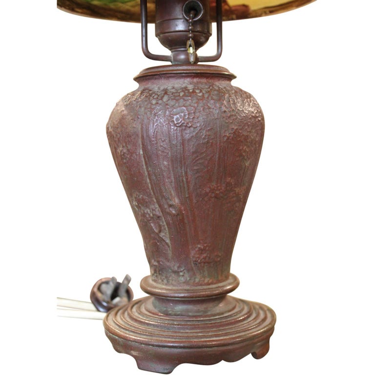 Art Nouveau Reverse Hand Painted Handel Table Lamp 7/59 For Sale at 1stDibs
