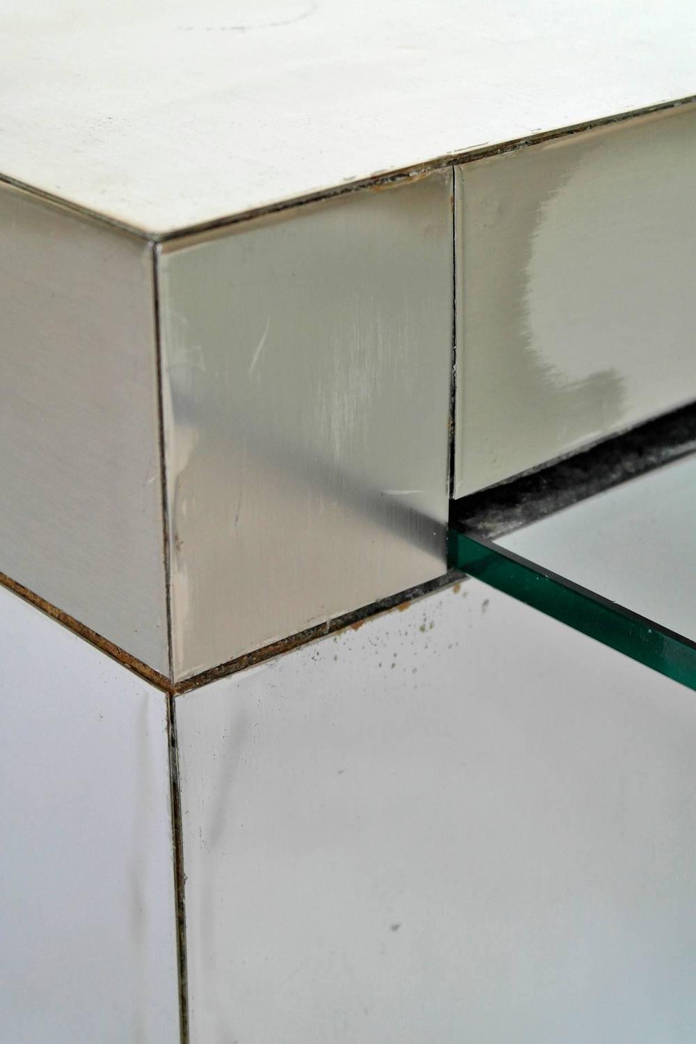 Cubist Mirrored Chrome Sectional Square Coffee Table Paul Evans Style ...