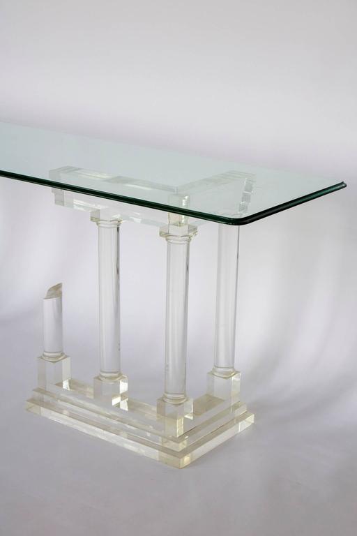 Architectural Pillar Console Table in Perspex Lucite Columns, Mid ...