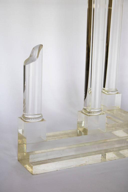 Architectural Pillar Console Table in Perspex Lucite Columns, Mid ...