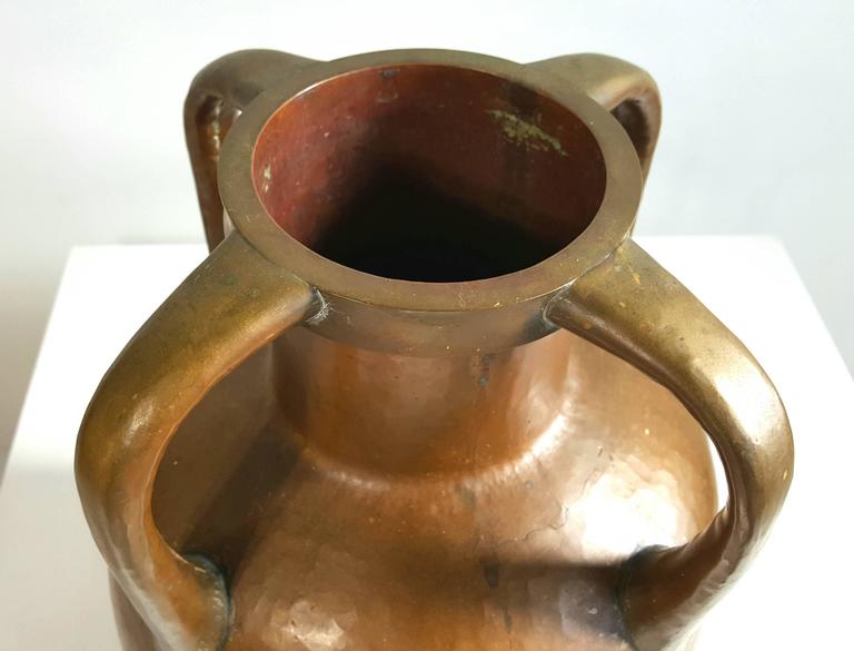 Large Arts and Crafts Hand-Hammered Four-Handled Copper Vessel, Russian at 1stDibs