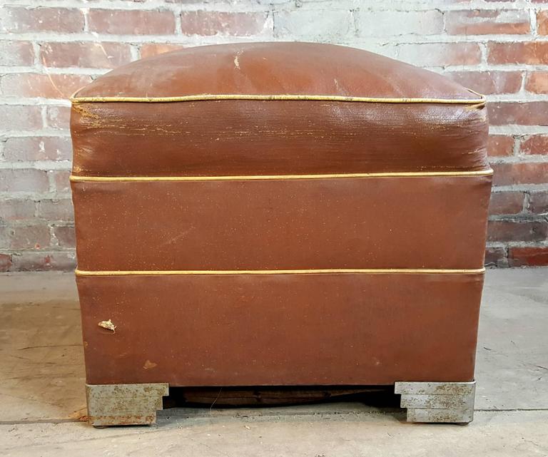 Oversized Art Deco Ottoman/Footstool, Stepped Nickel Chromed Legs For ...