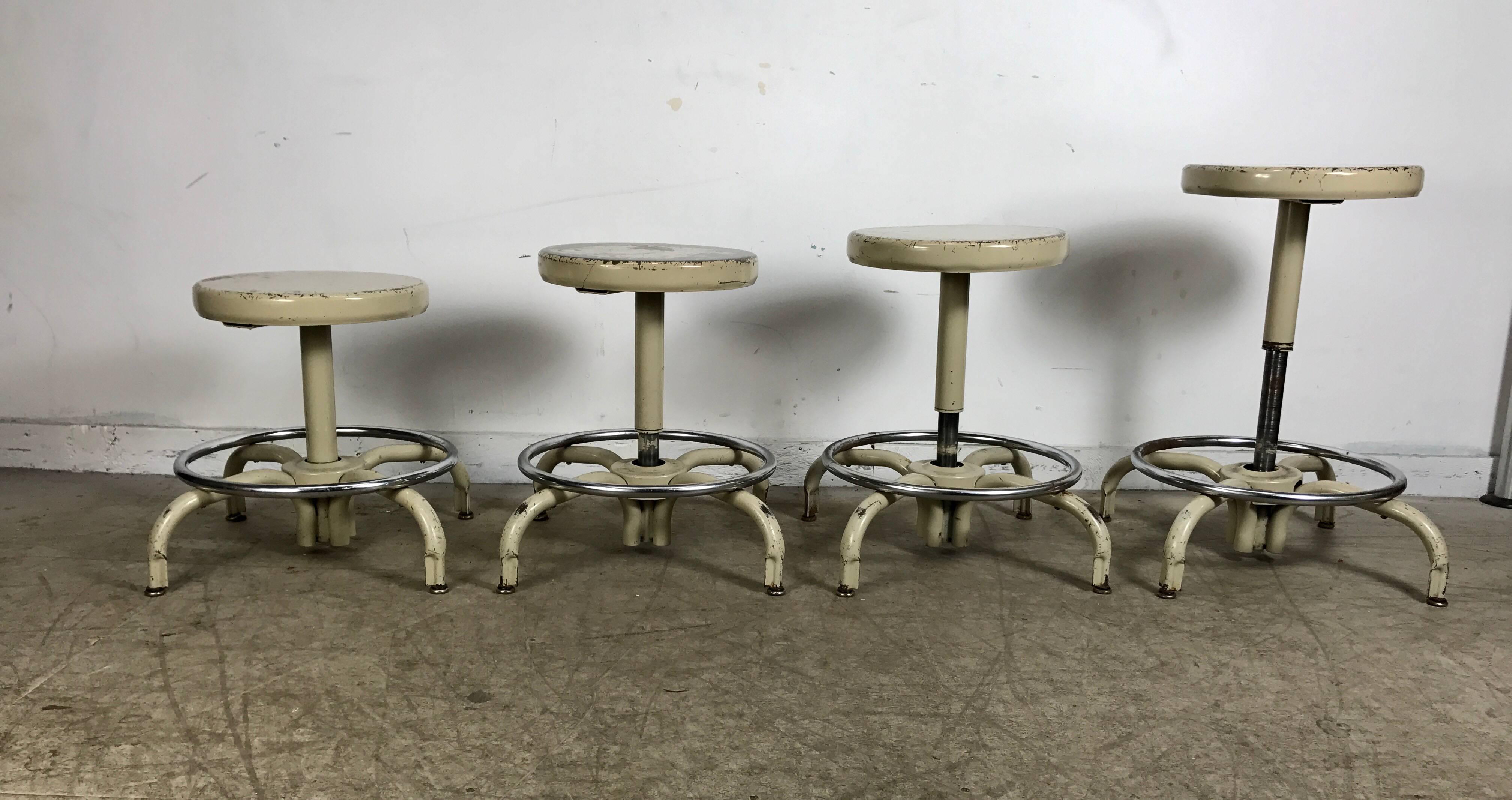 Set of Four Industrial Adjustable Multi Position Metal Stools by Ajusto ...