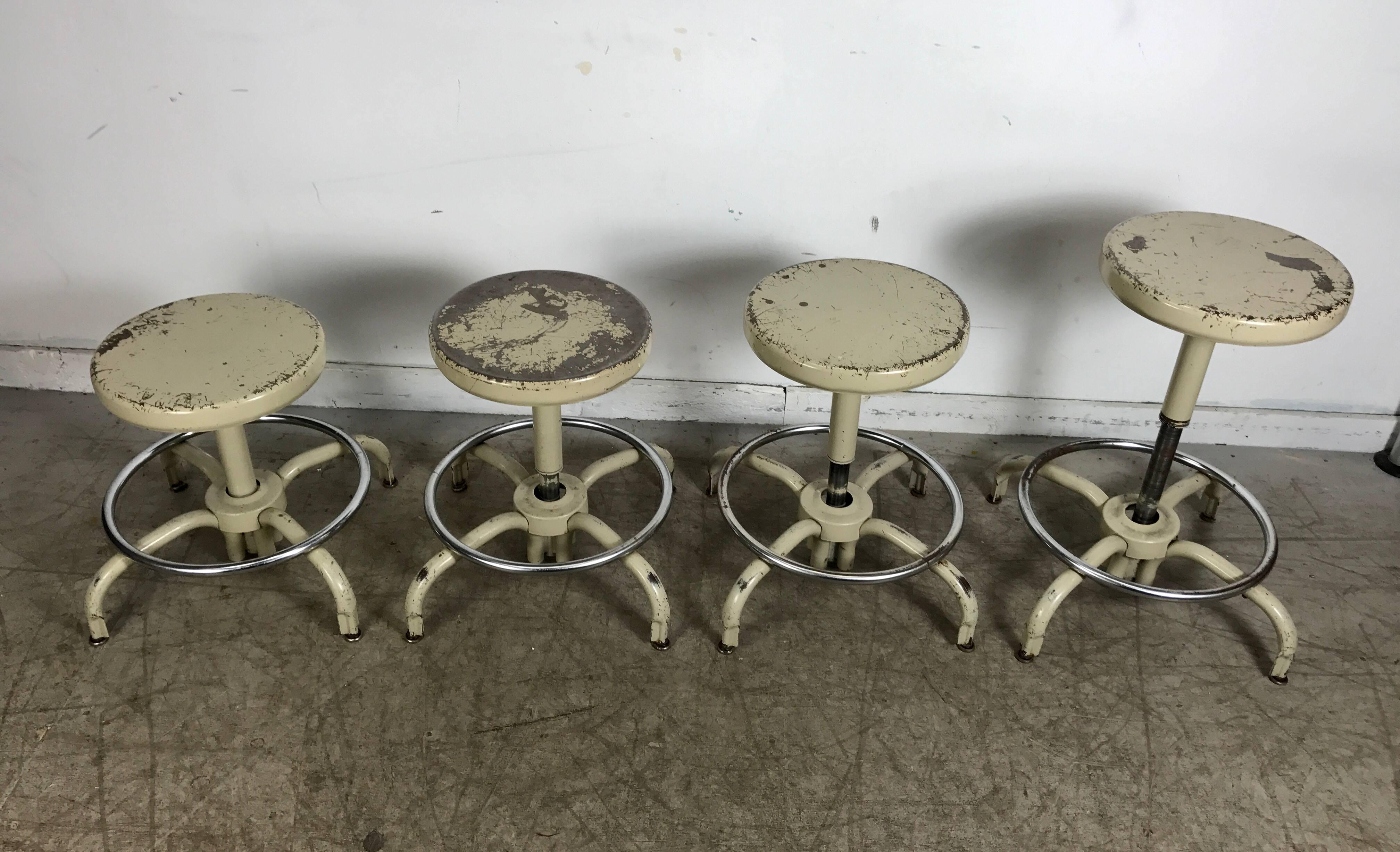 Set of Four Industrial Adjustable Multi Position Metal Stools by Ajusto ...