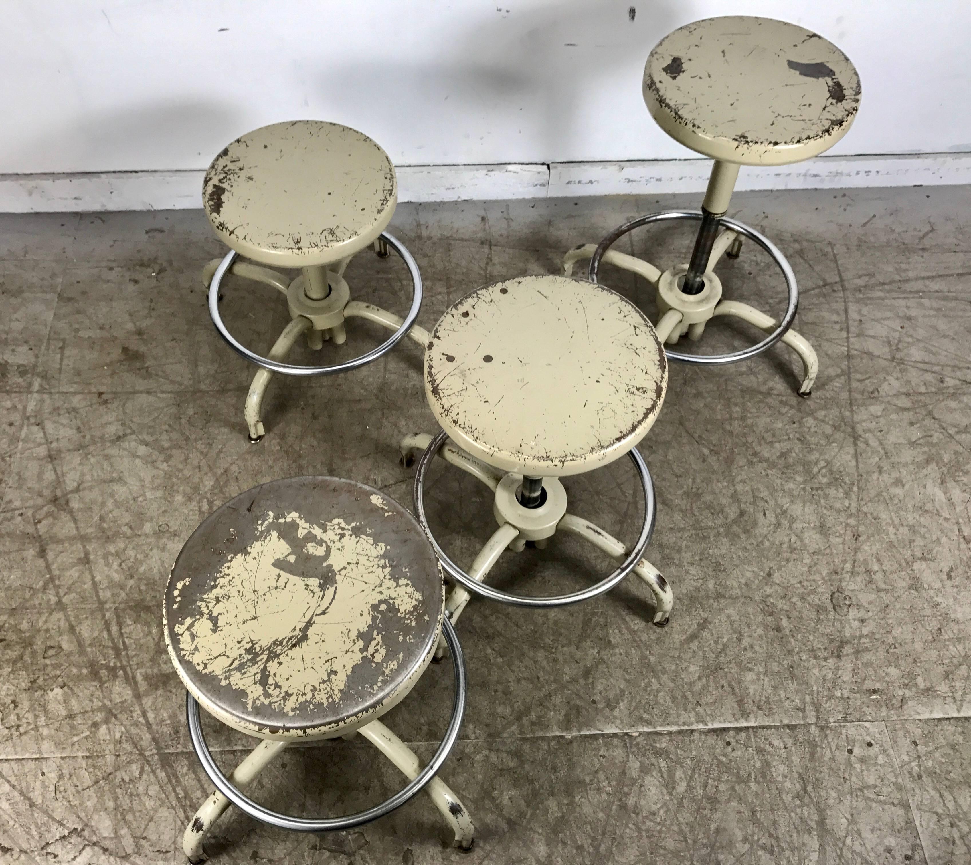 Set of Four Industrial Adjustable Multi Position Metal Stools by Ajusto ...
