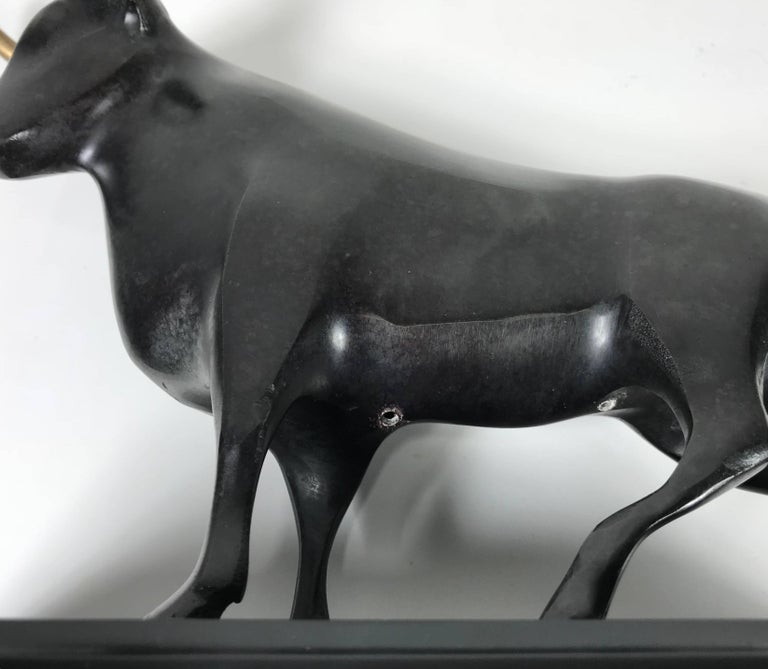 Stylized Bronze Bull Table Sculpture at 1stDibs