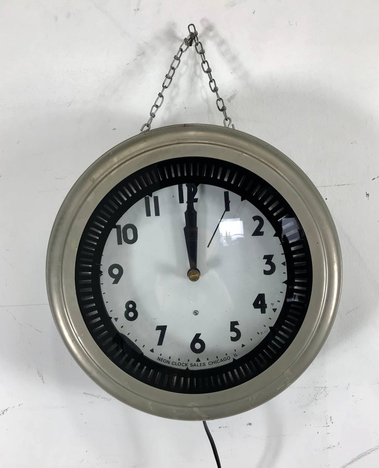 1930s Art Deco "Spinner" Neon Clock, Pink Glow, Neon Clock Sales ...