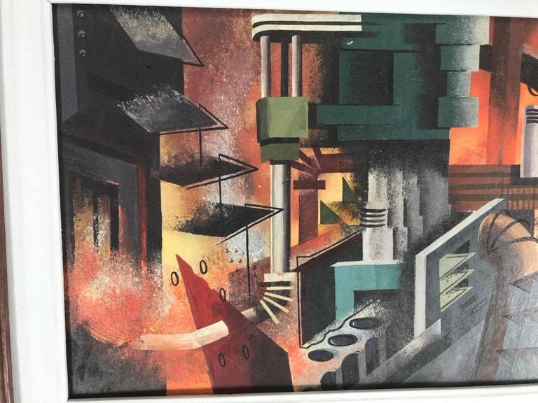 Well Executed Modern Industrialist Oil Painting Futuristic Factory ...