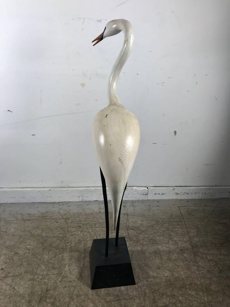Hand Carved and Painted Snowy Egret Sculpture by Al Hibbard For Sale at ...