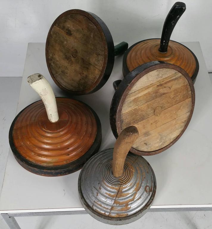 Folk Art Wooden Curling Stones, 1930s Sculptural Forms at 1stDibs