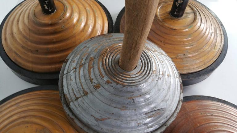 Folk Art Wooden Curling Stones, 1930s Sculptural Forms at 1stDibs