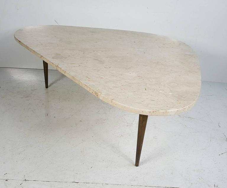 Modernist Marble and Brass Amorphic Cocktail Table, Weiman at 1stDibs