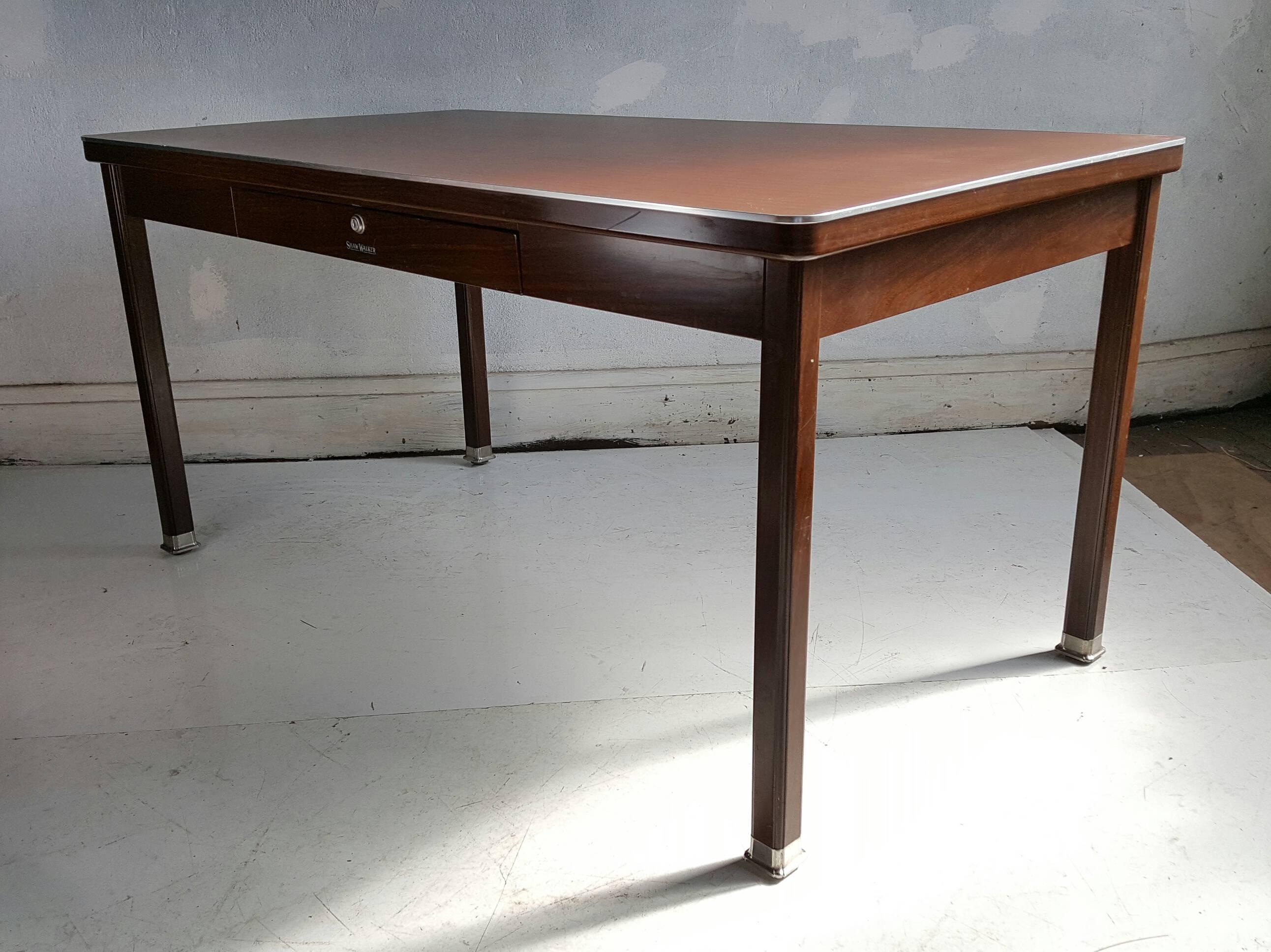 Classic Modernist Shaw Walker Steel Desk Writing Table at 1stDibs ...