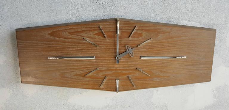 Modernist Cursed Oak Wall Clock by Lanshire at 1stDibs