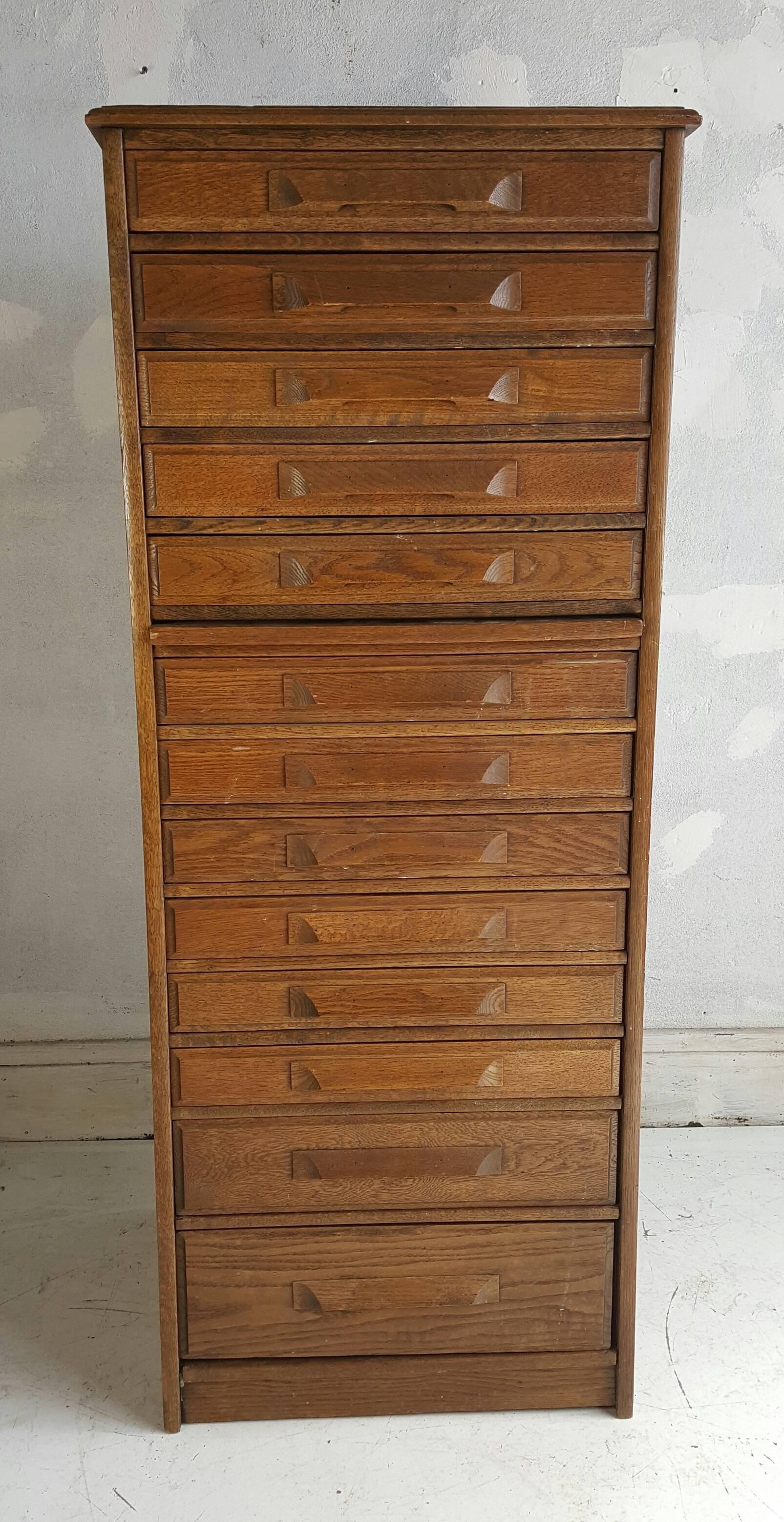 Oak Industrial 13 Drawer Flat File.Architects, , map.pull out writing ...