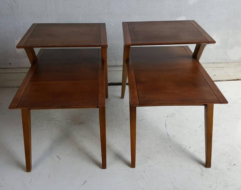 Drexel Profile Walnut Step Tables by John Van Koert, Modernist at 1stDibs