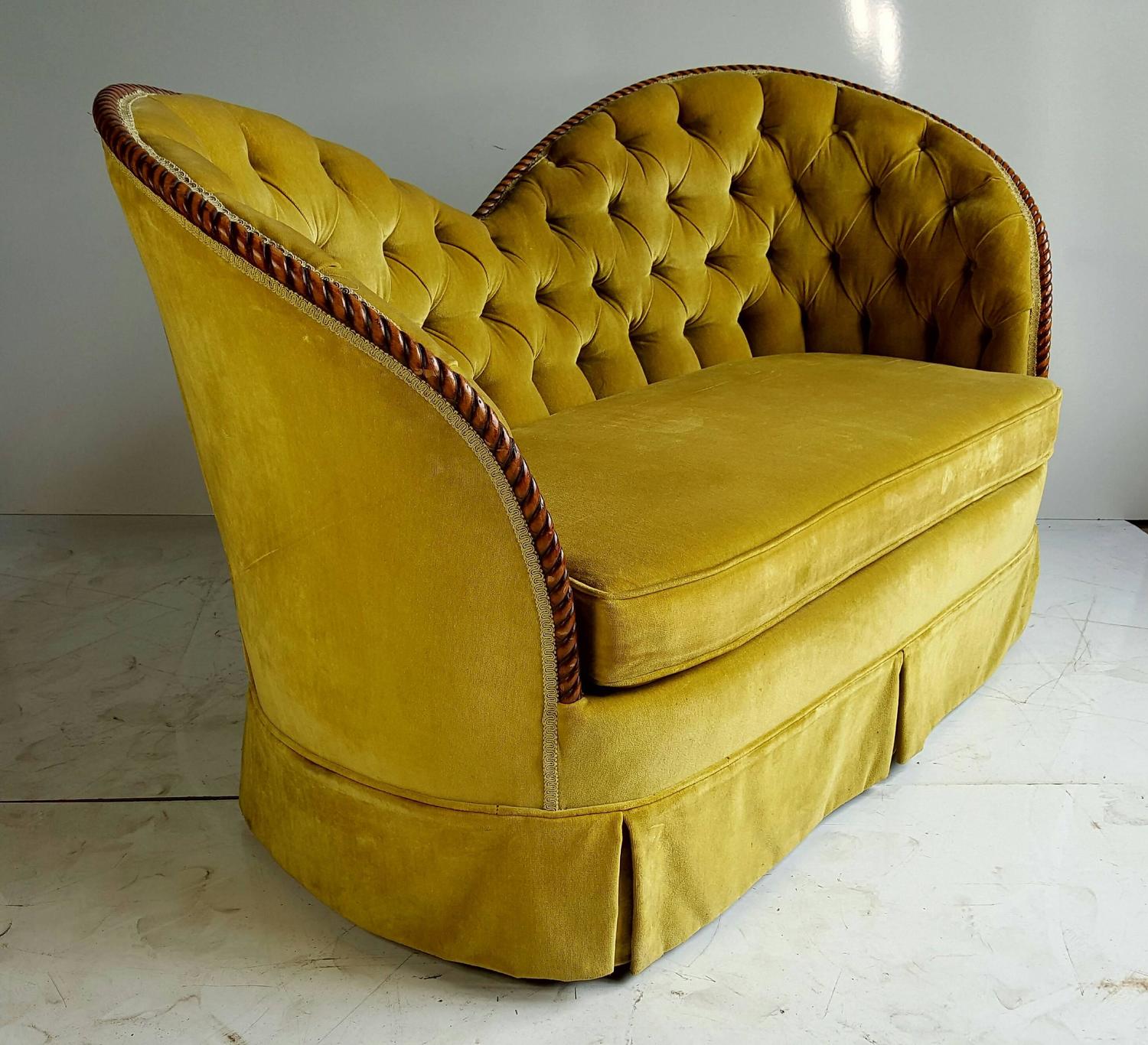 Stunning Regency Heart Shape Settee, Sofa or Loveseat, Original Velvet ...