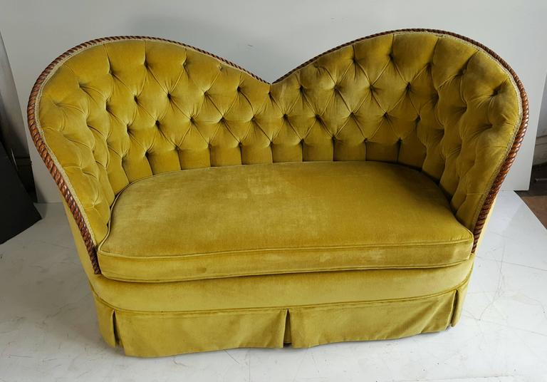 Stunning Regency Heart Shape Settee, Sofa or Loveseat, Original Velvet ...
