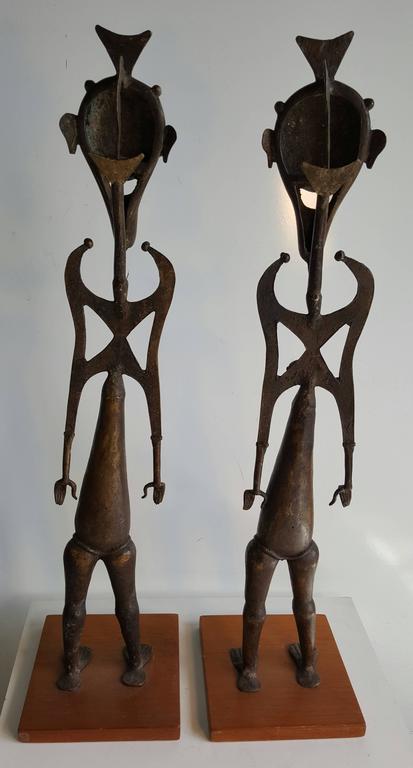Modernist Bronze African Statues of Whimsical Man and Women For Sale at ...