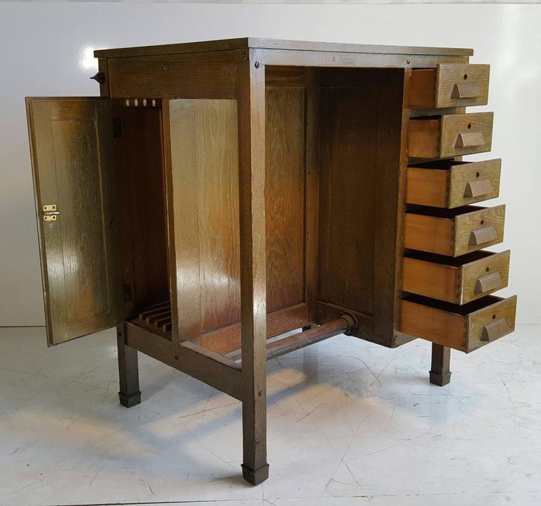 Cursed Oak Postman's / Jeweler's Industrial Desk, Anolyne Green, circa ...