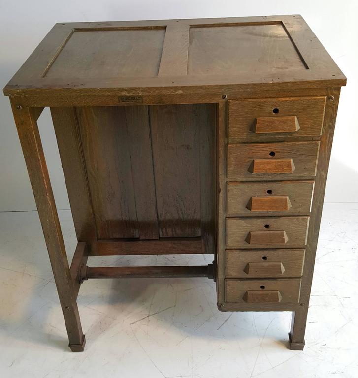 Cursed Oak Postman's / Jeweler's Industrial Desk, Anolyne Green, circa ...