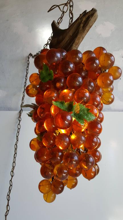 Monumental Acrylic Grape and Driftwood Chandelier Hanging Pendant Lamp ...