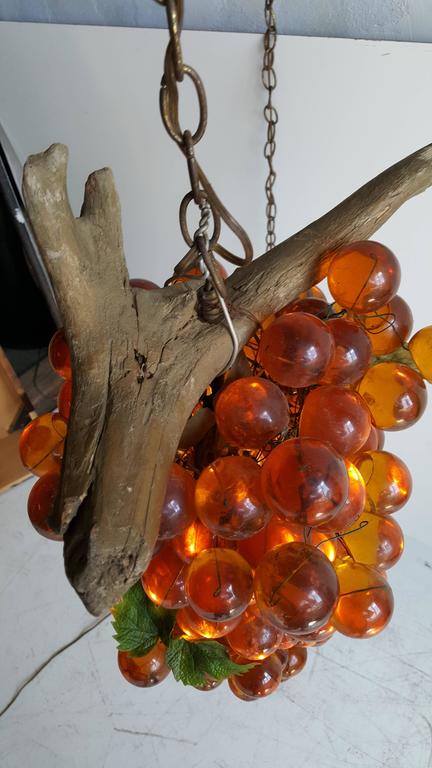 Monumental Acrylic Grape and Driftwood Chandelier Hanging Pendant Lamp ...