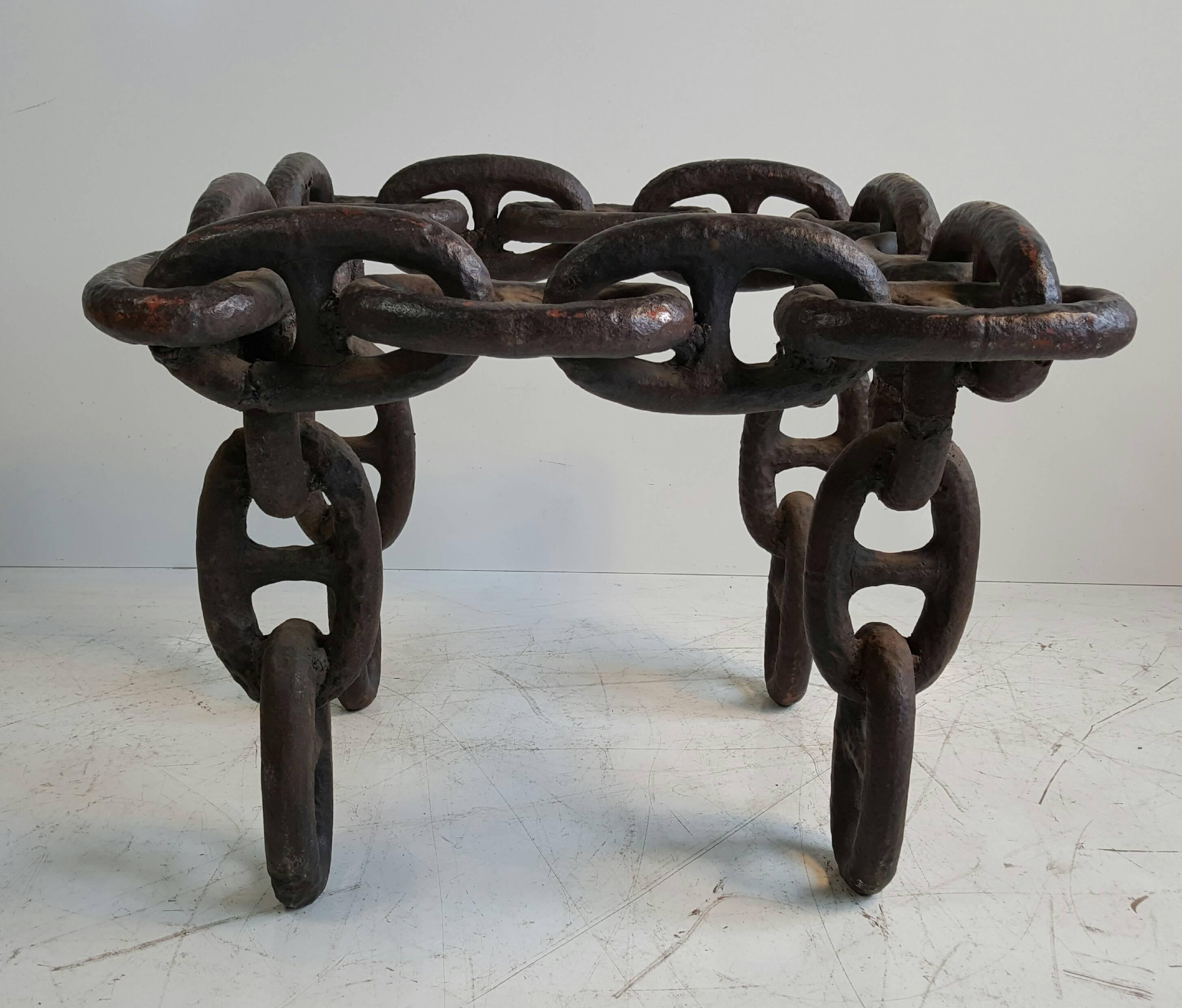 Heavy Mid-Century Welded Iron Ship Chain Industrial Table Base at ...