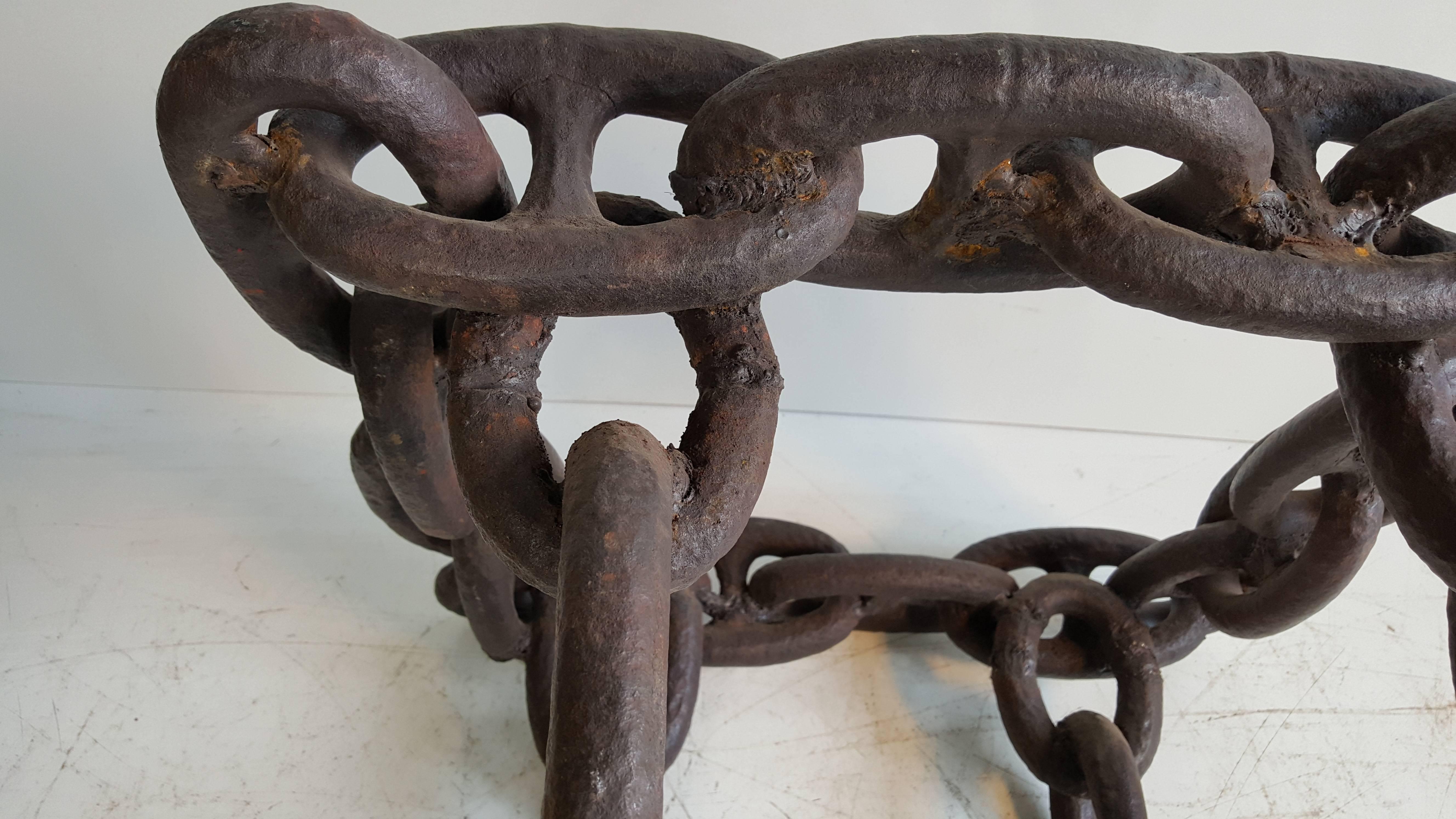 Heavy Mid-Century Welded Iron Ship Chain Industrial Table Base at ...