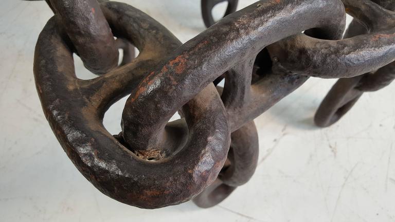 Heavy Mid-Century Welded Iron Ship Chain Industrial Table Base at ...