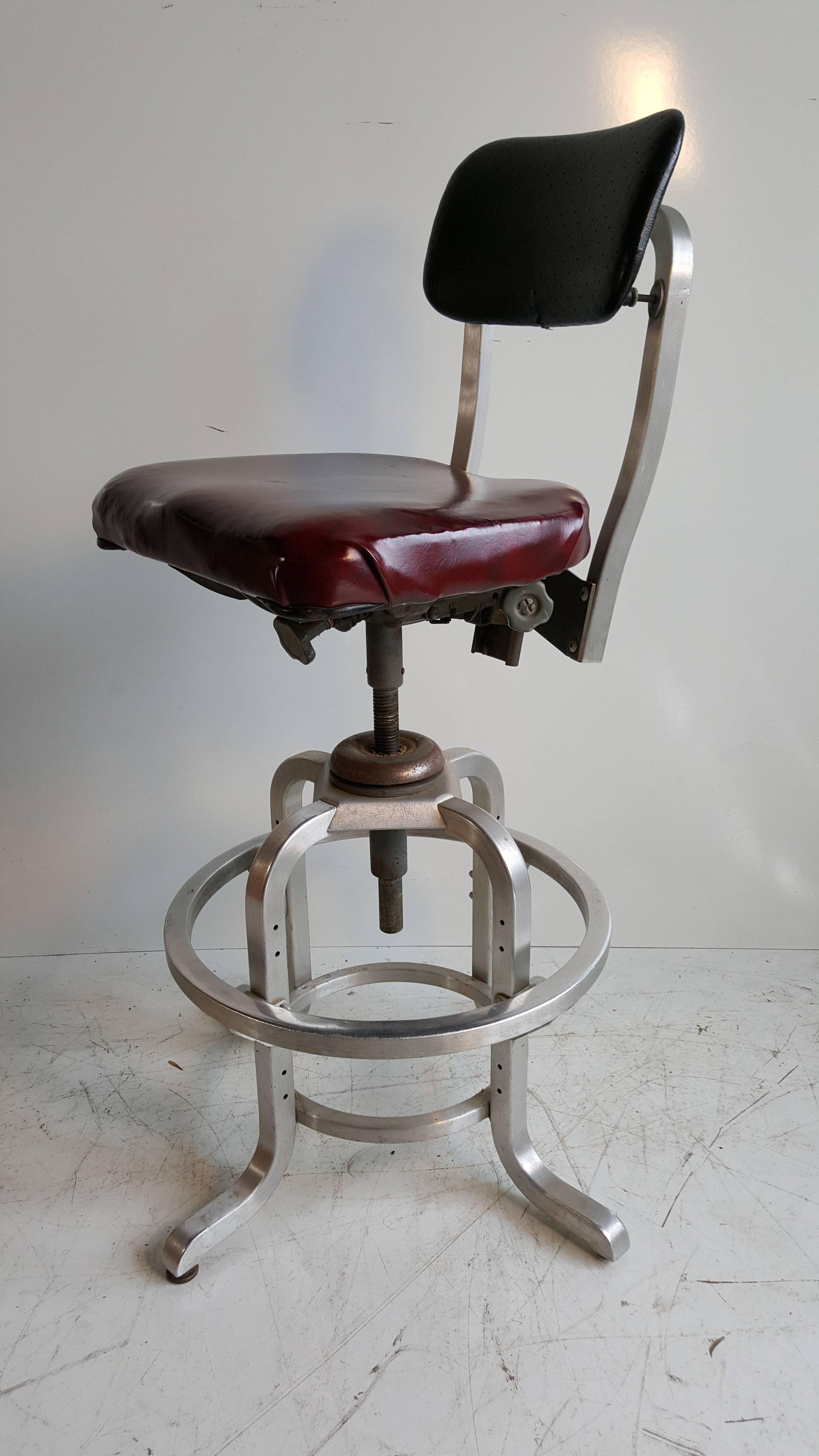 Rare GoodForm Adjustable Aluminum Drafting Stool, Industrial Elegance ...