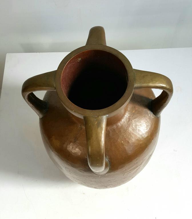 Large Arts and Crafts Hand-Hammered Four-Handled Copper Vessel, Russian at 1stDibs