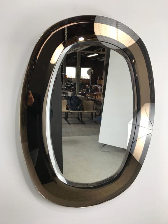 Stunning Fontana Arte Multi Level Oval, Two Color Glass, Beveled Mirror ...