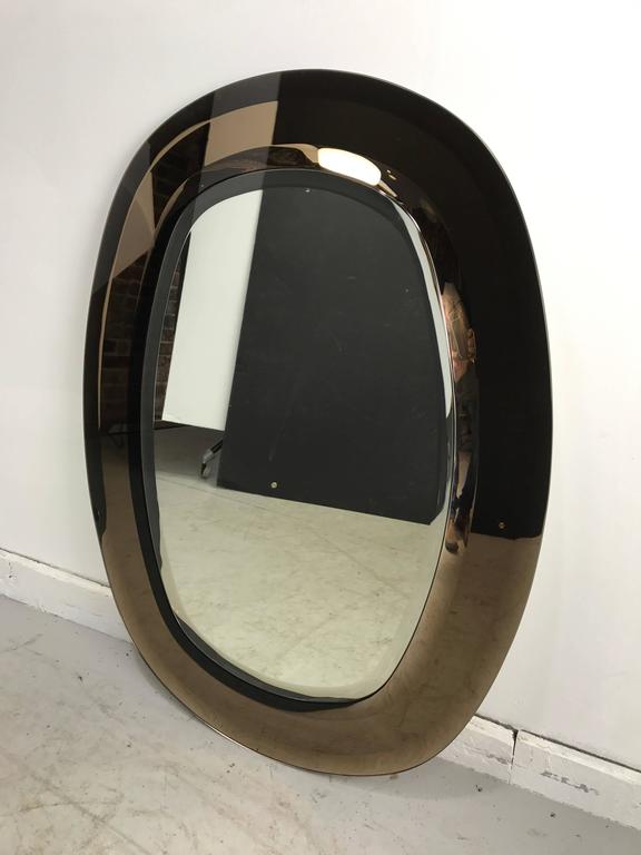 Stunning Fontana Arte Multi Level Oval, Two Color Glass, Beveled Mirror ...
