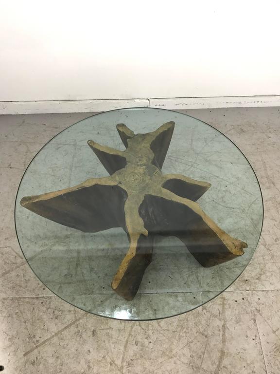 Unusual Organic Cyprus Root and Glass Coffee Table at 1stDibs