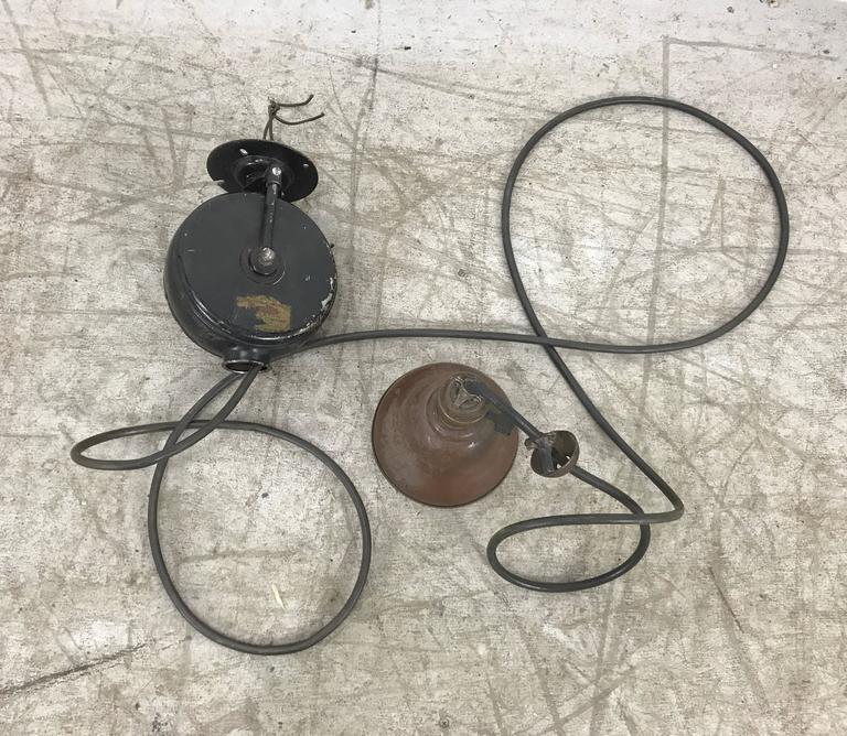 Early Industrial Retractable Hanging Task Lamp by Reelite Appleton ...