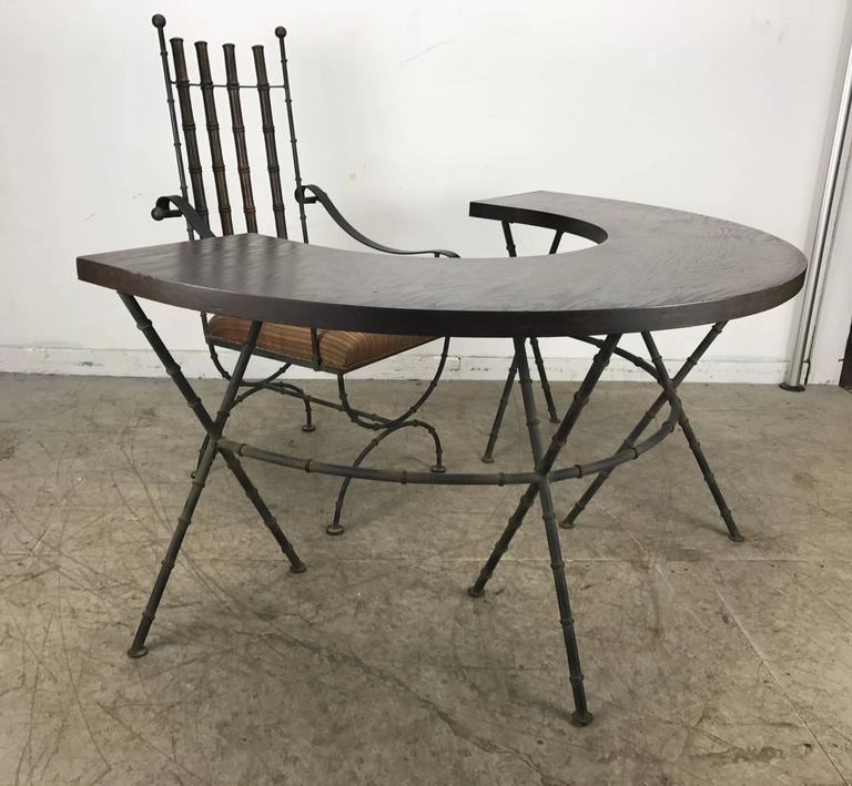 Half Circle Faux Bamboo Desk / Wine Tasting Table Manner of Jacques ...