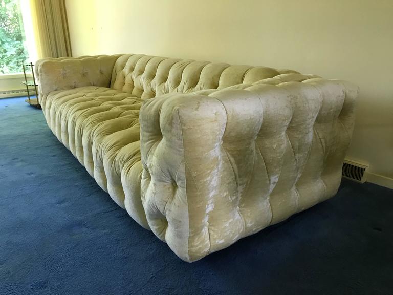 Stunning Velvet Button Tufted Sofa Designed by Milo Baughman for Thayer ...