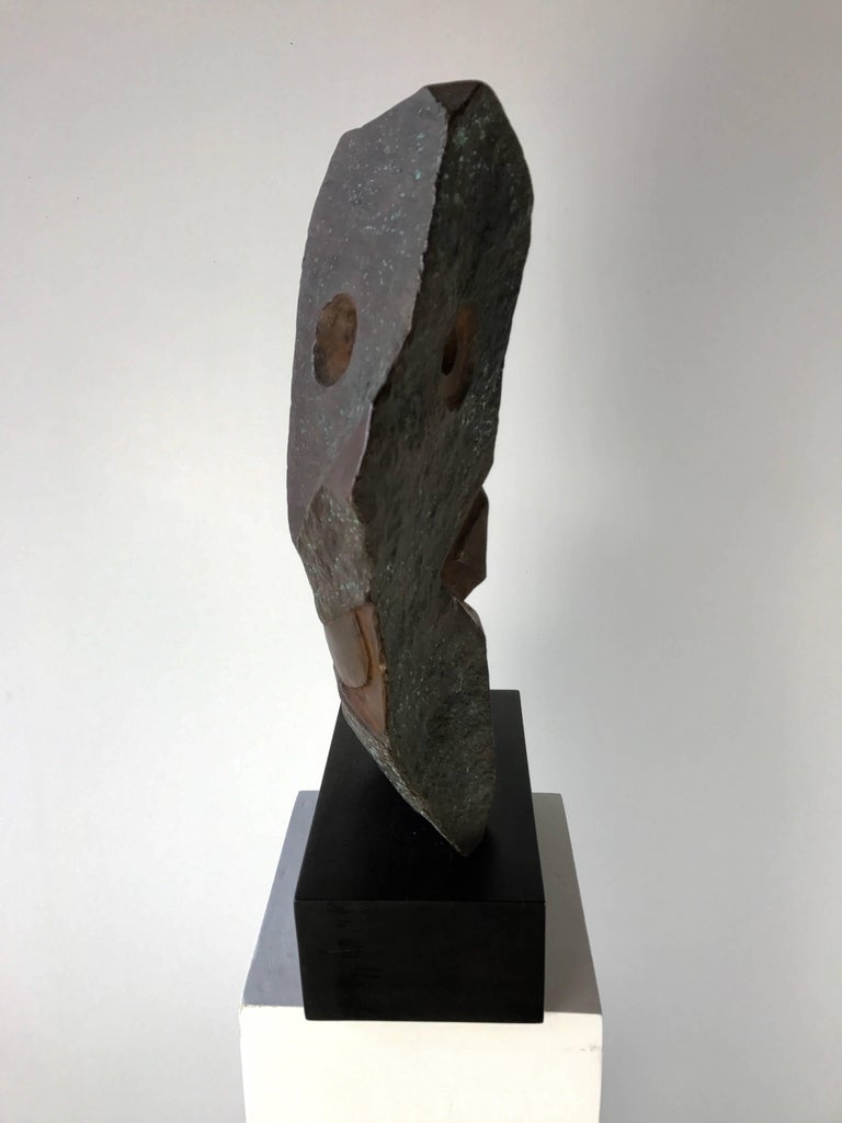 Modernist Bronze Angular Head Sculpture by Christian Roesch at 1stDibs