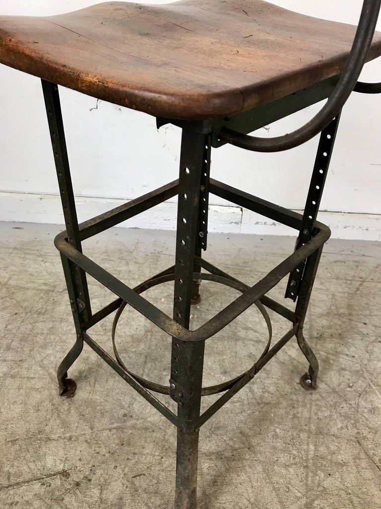 Early Adjustable Industrial Machinist Stool, Manufactured by Toledo For ...