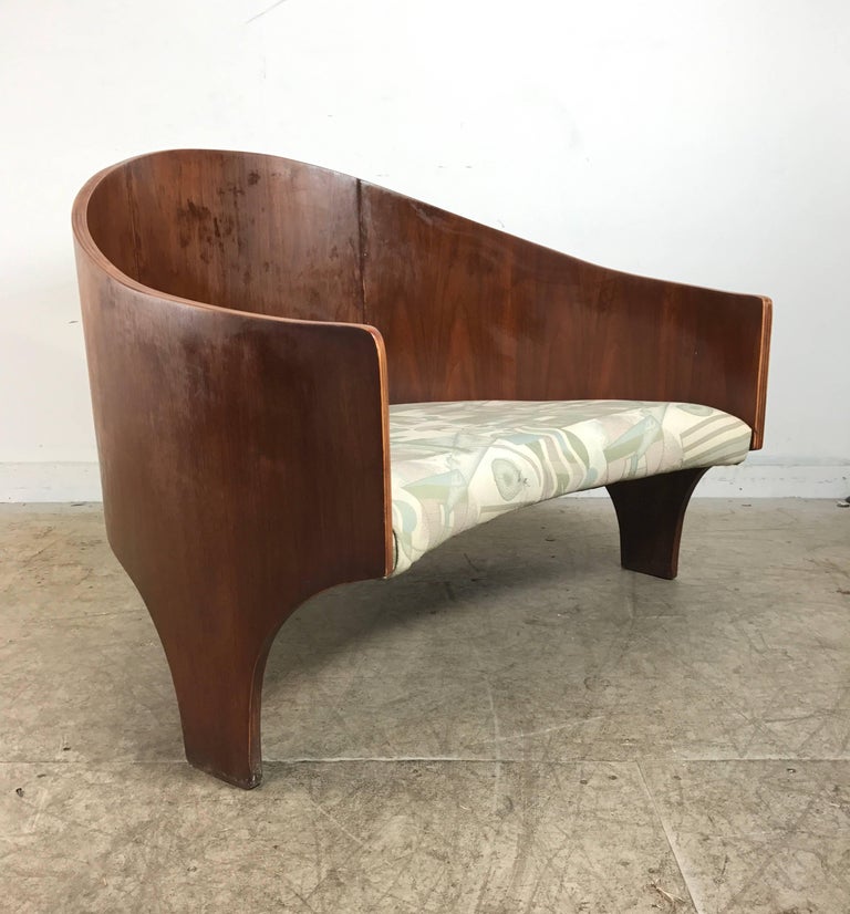 Rare Henry Glass Intimate Island Lounge Chair Curved Walnut Multi-Ply ...