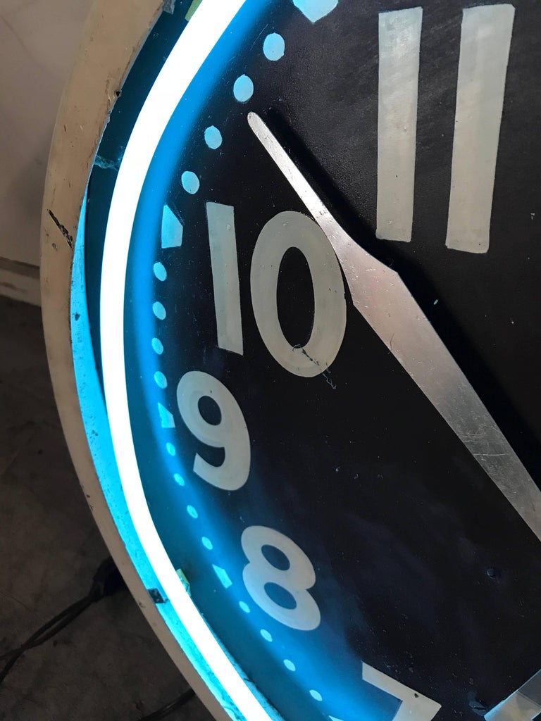 Classic American Art Deco Neon Clock, Cleveland Clock Co. at 1stDibs