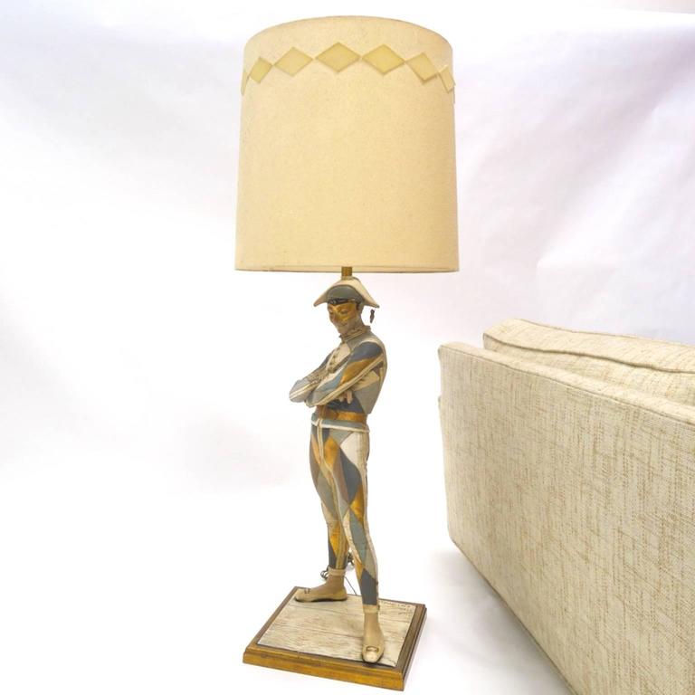 Rare Monumental Harlequin or Jester St. Marceaux Plaster Lamp by Marbro ...