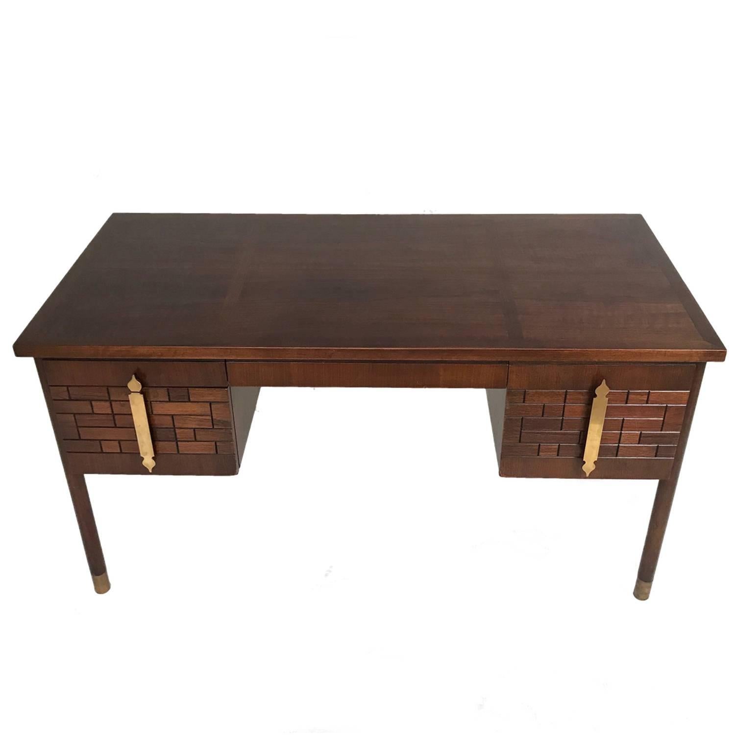 Bert England for Johnson Furniture Stilted Four-Drawer Inlaid Desk at ...