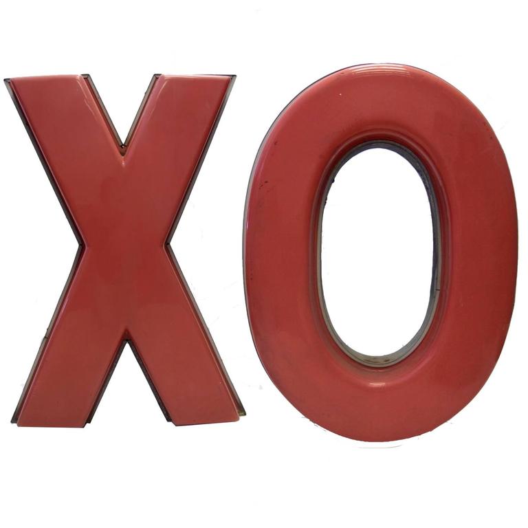Very Large Mid-Century Vintage Neon Sign Love Letters XO or OX in Red ...