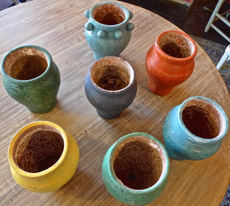 Five French XIX Painted Terracotta Pots Submerged in the Mediterranean ...