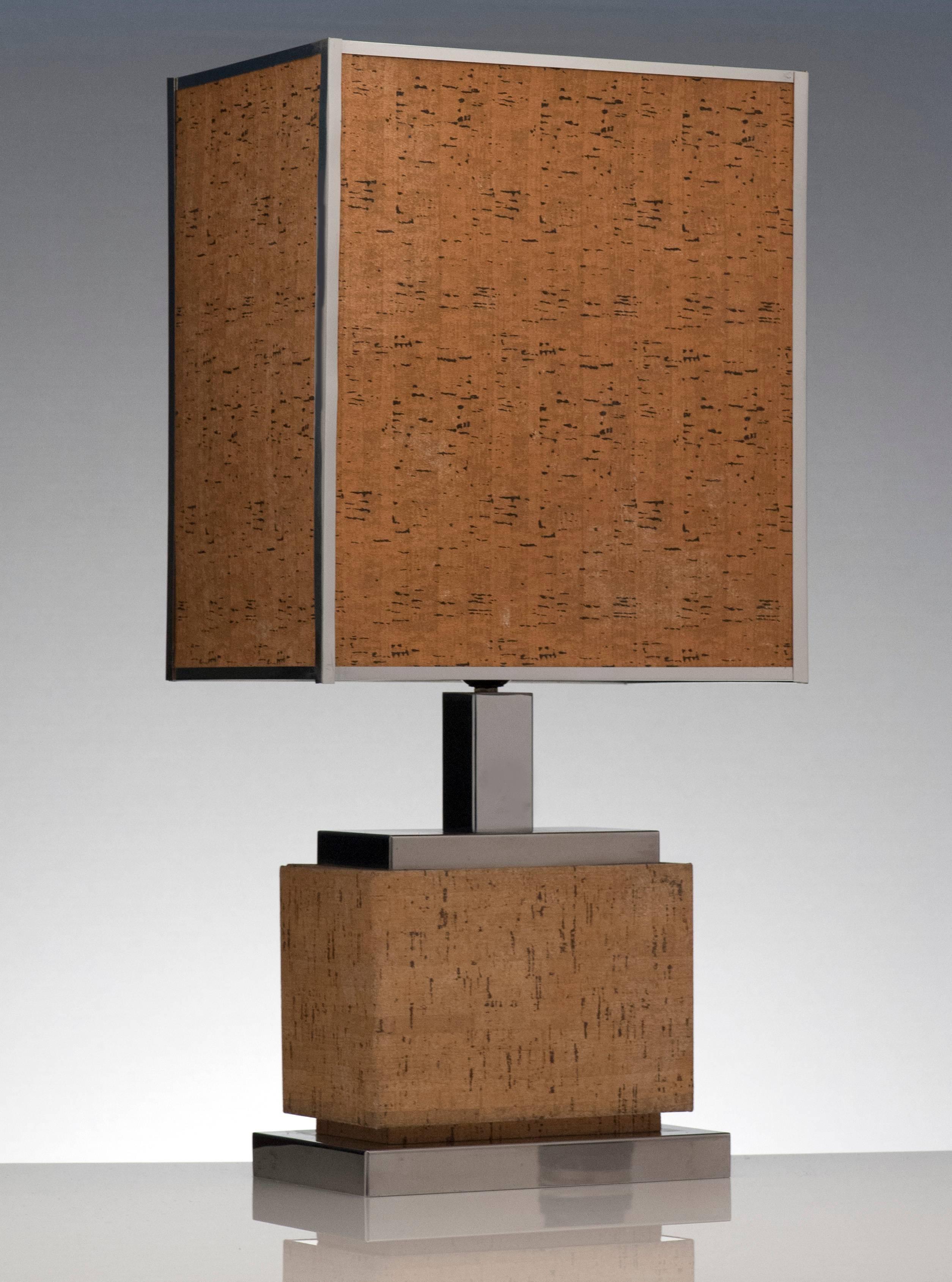 French Vintage Modern Cork Lamp with Rare Shade at 1stDibs | vintage ...