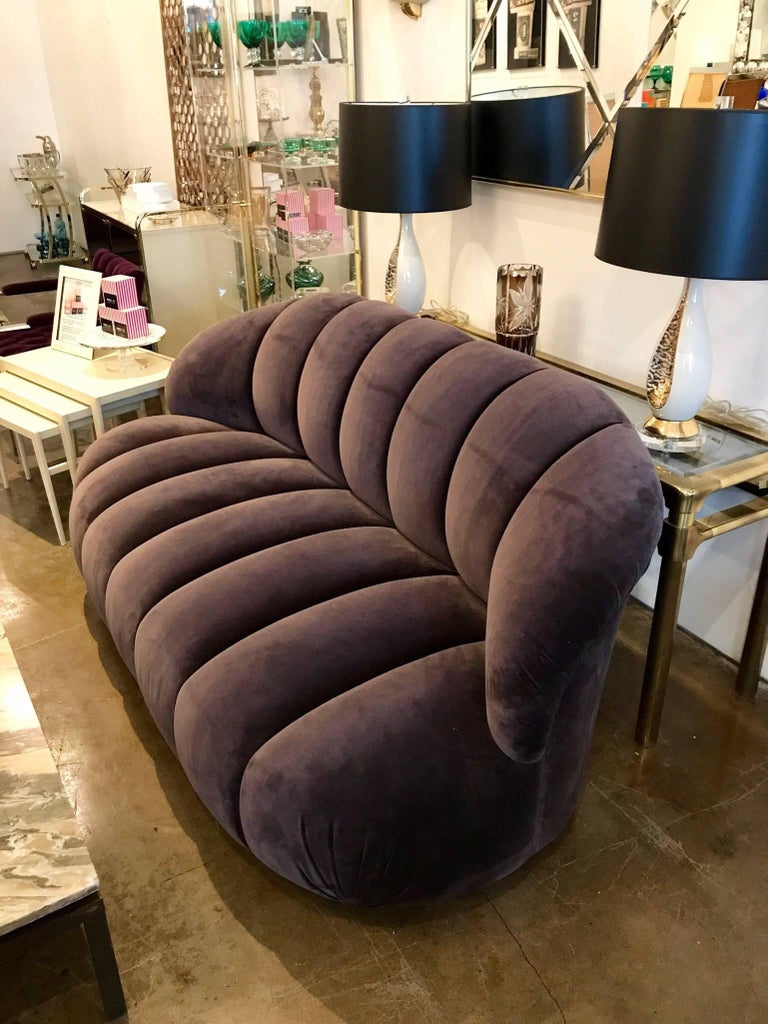 A. Rudin Modernist 20th Century Channel-Back Sofa in New Velvet at 1stDibs
