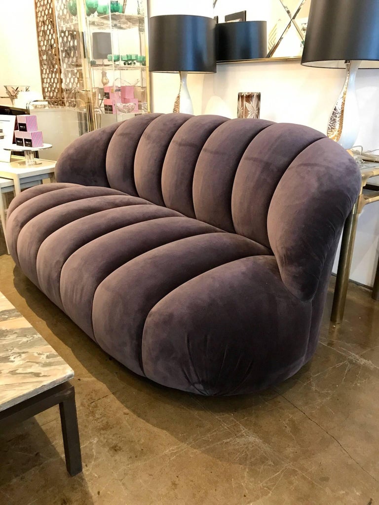 A. Rudin Modernist 20th Century Channel-Back Sofa in New Velvet at 1stDibs