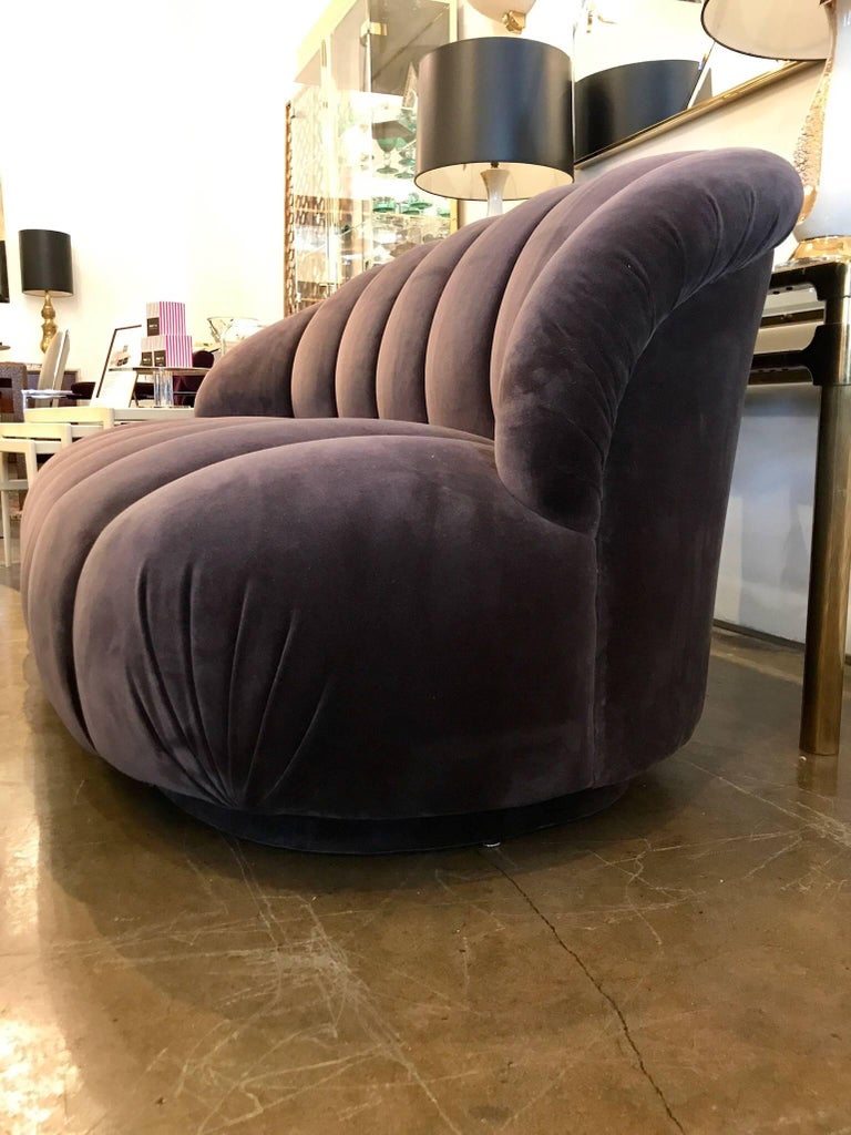 A. Rudin Modernist 20th Century Channel-Back Sofa in New Velvet at 1stDibs